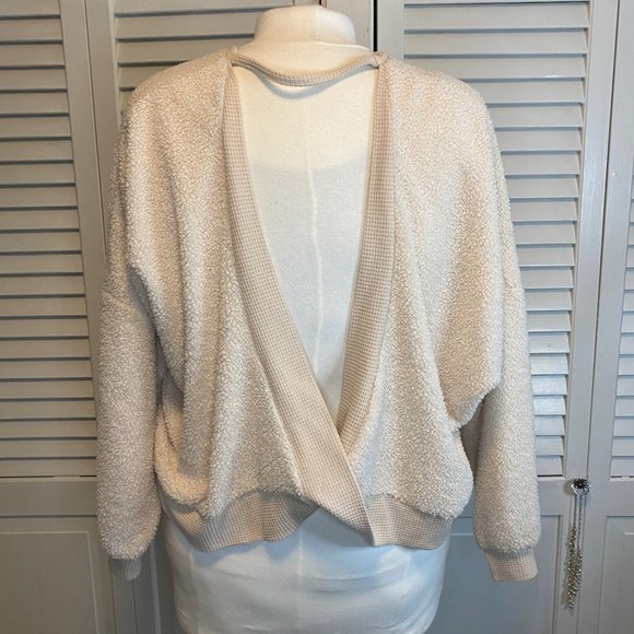 Acoa | Tops | Acoa Boucle Open Back Criss Cross Sweater | Poshmark